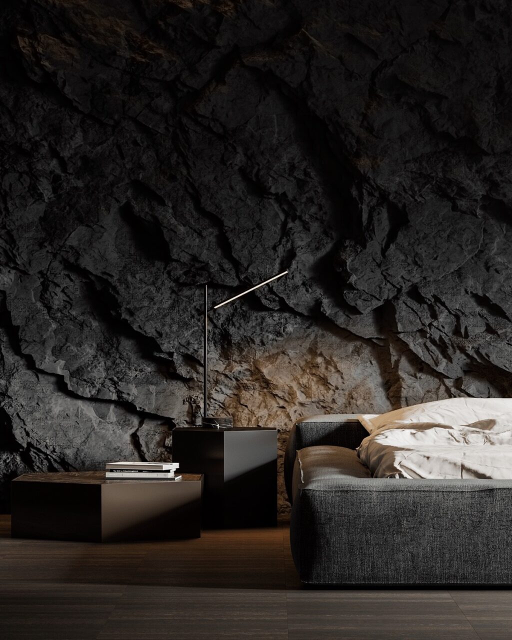 Powerful Interior Designs With Stone Feature Walls & Furniture