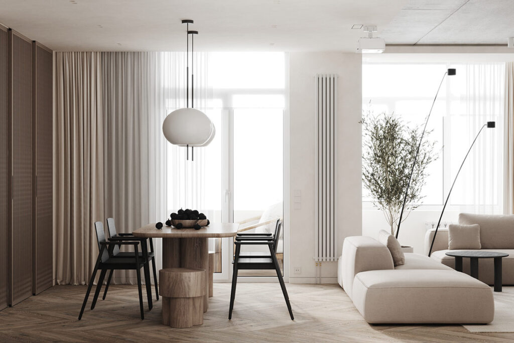 Soothing Beige & Wood Interior With Industrial Accents