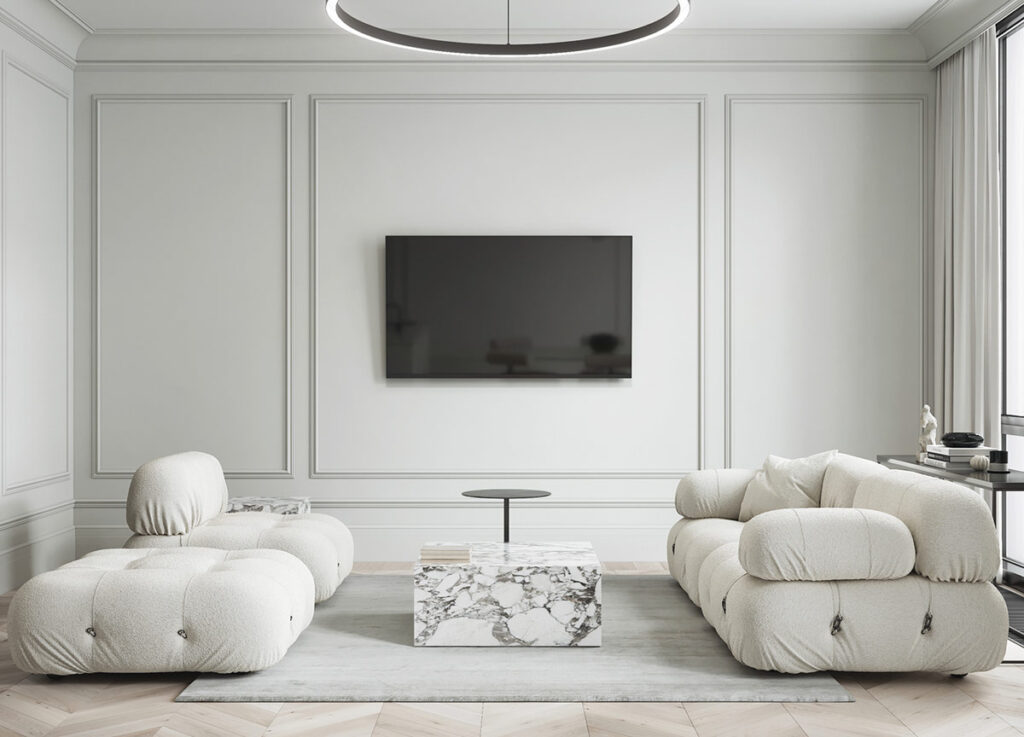 Two Ravishing White Marble Home Interiors With Classical Elements