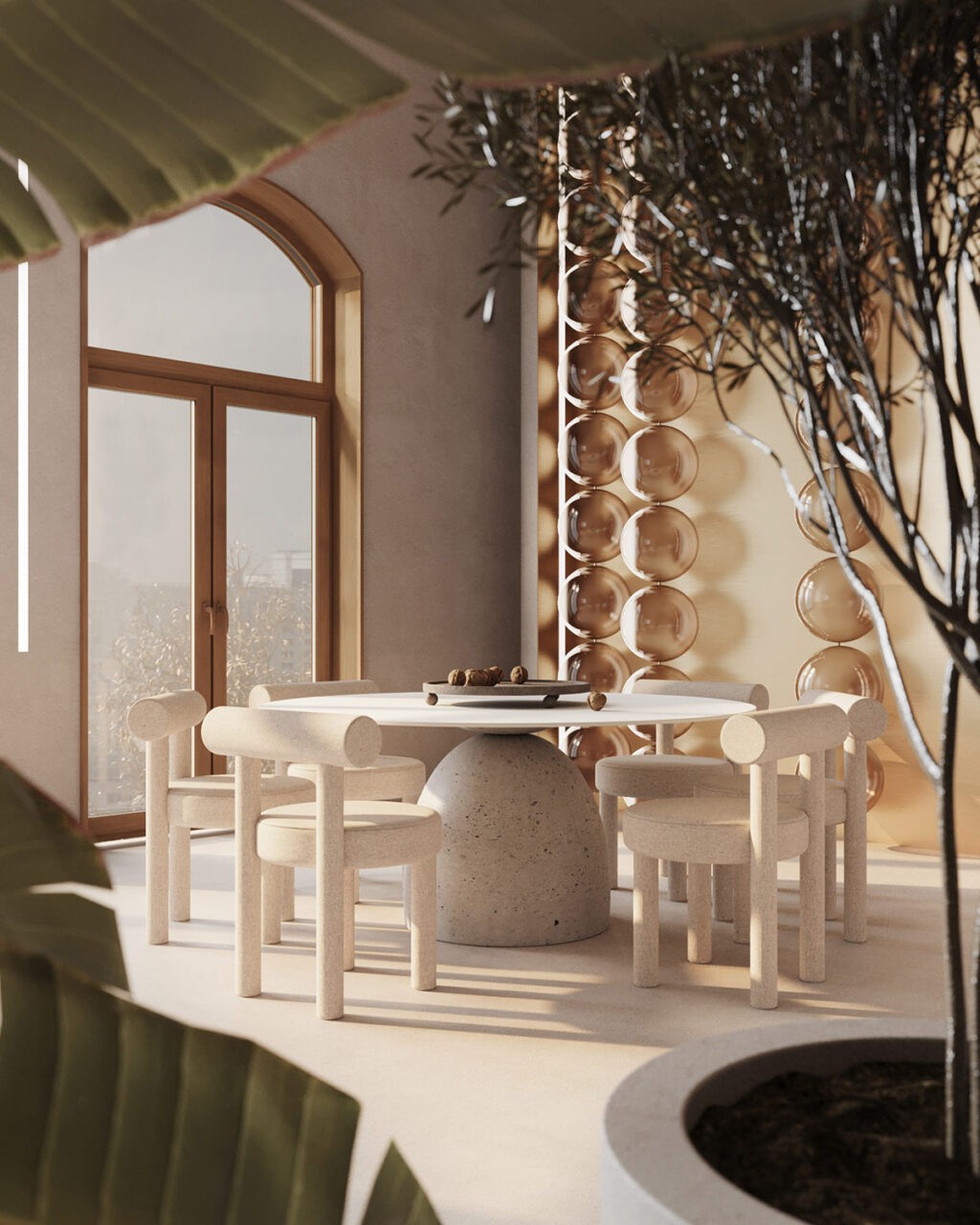 Microcement Stucco & Muted Accents For A Mellow Mood