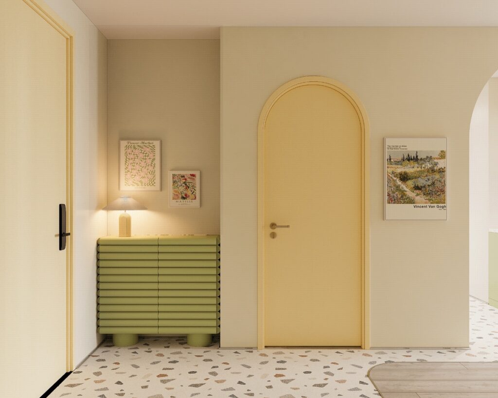 Bright Modern Interiors Connected By Green Accents