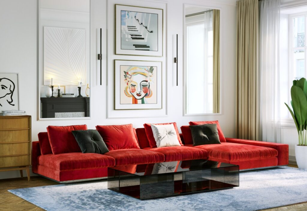 40 Red Couch Living Rooms With Tips And Ideas To Design Around The Color
