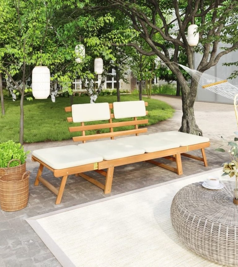 outdoor convertible wood bed bench for patio multipurpose seating ...