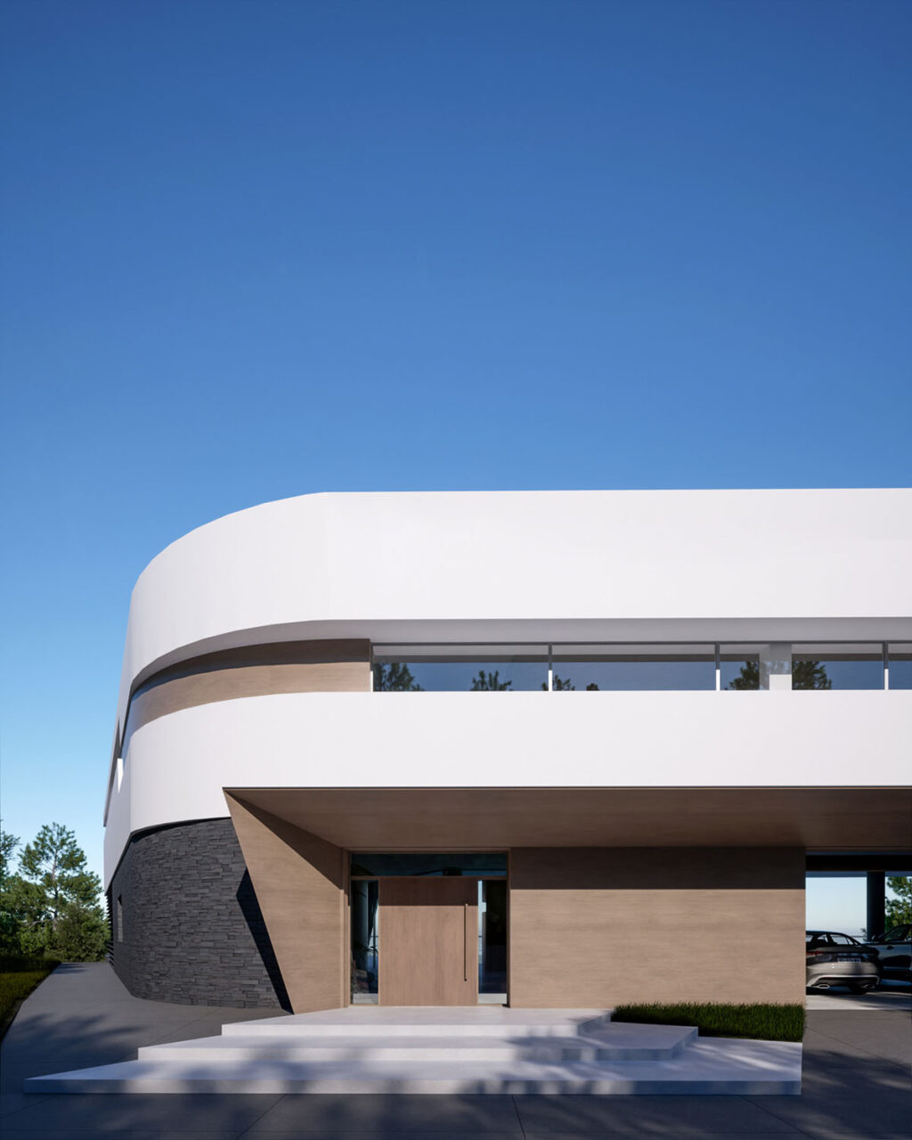 Curvilinear Home Design In A Forest By The Sea