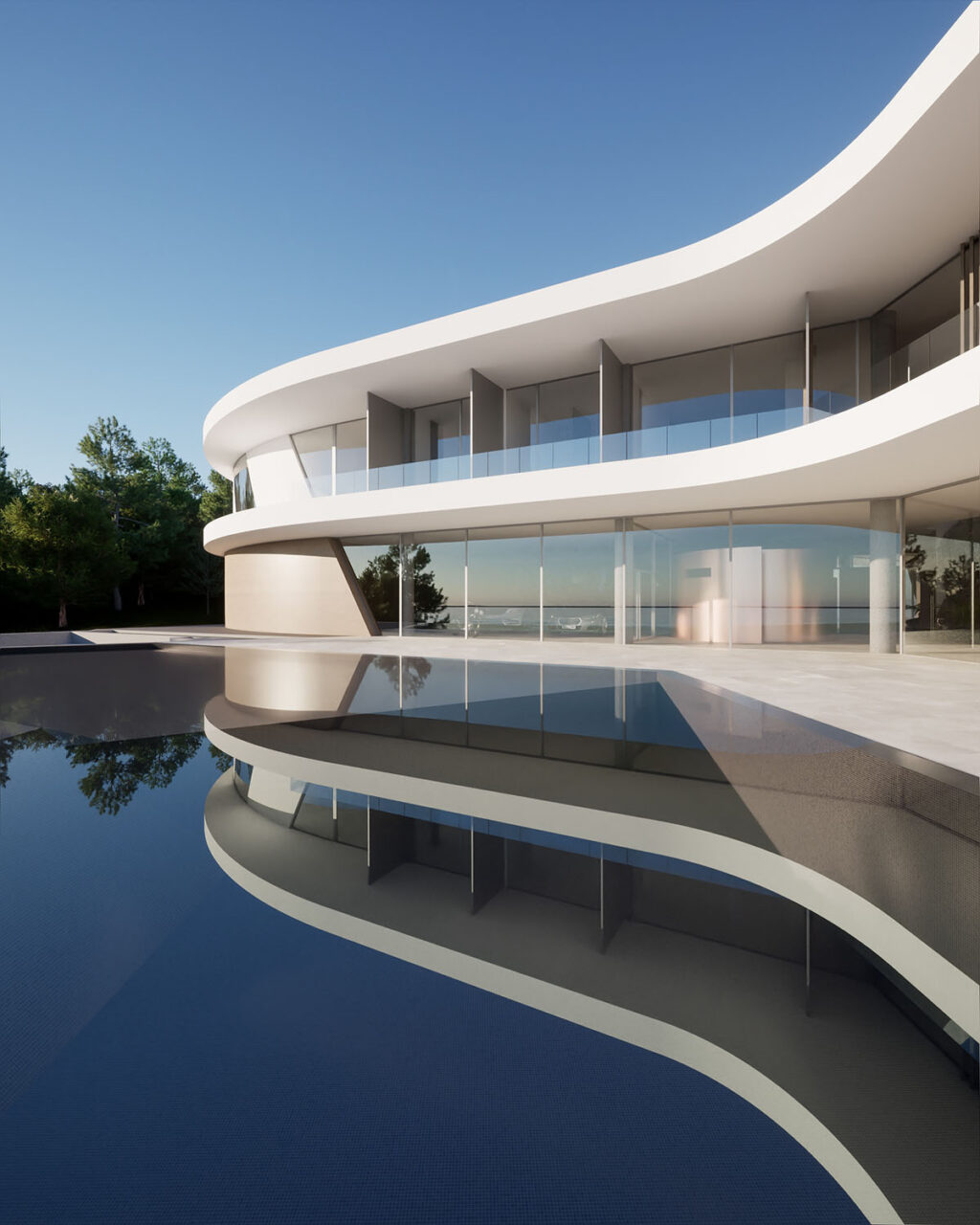 Curvilinear Home Design In A Forest By The Sea