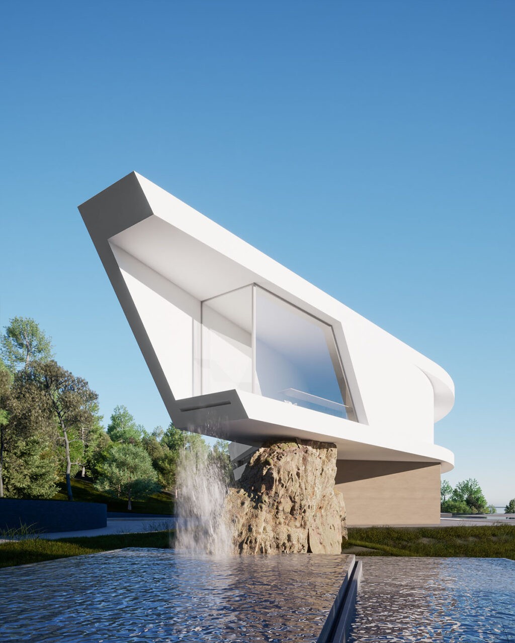 Curvilinear Home Design In A Forest By The Sea