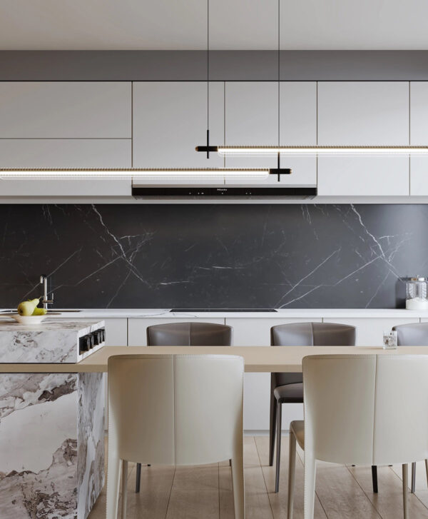 Monochrome Marble Decor And Warming Wooden Accents