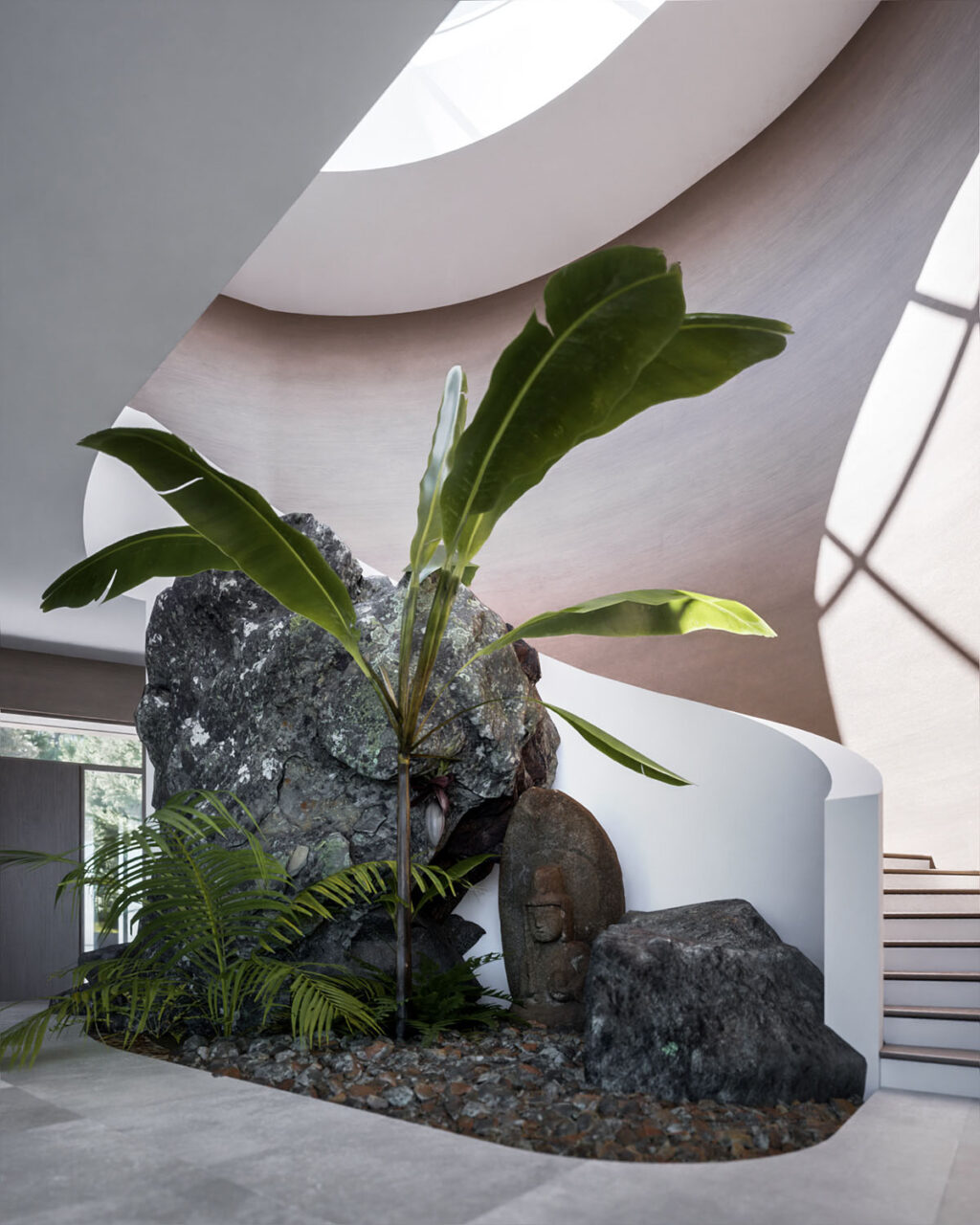 Curvilinear Home Design In A Forest By The Sea