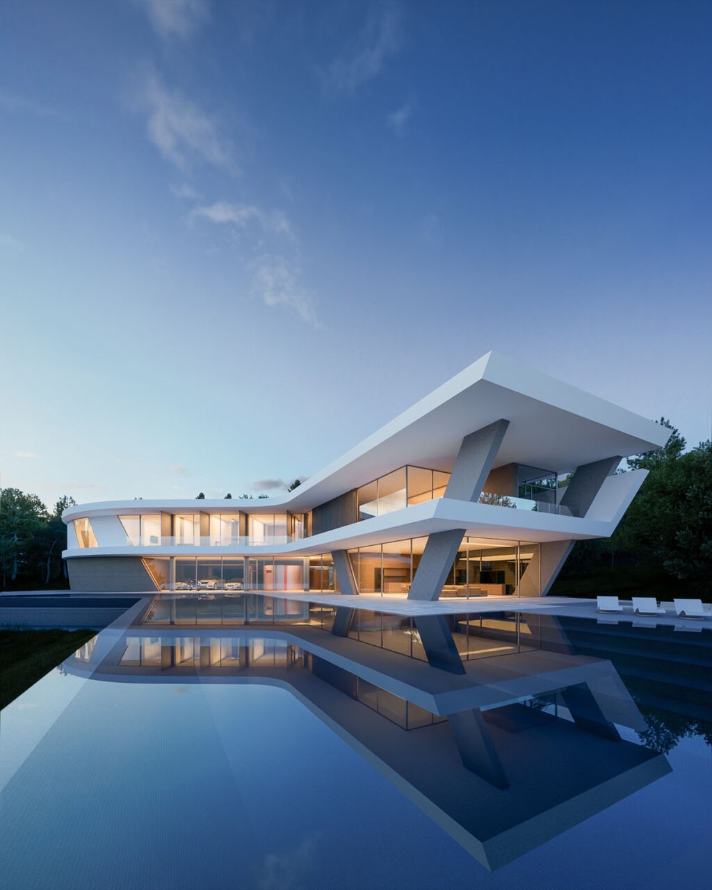 Curvilinear Home Design In A Forest By The Sea