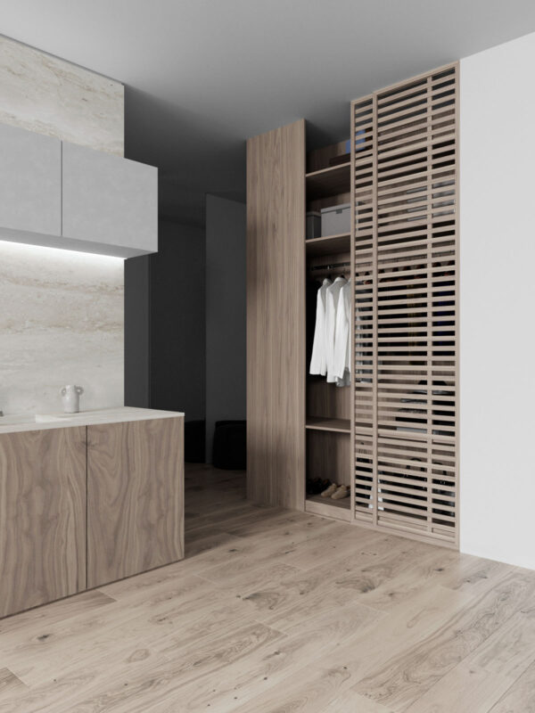 wood slatted wardrobe | Interior Design Ideas