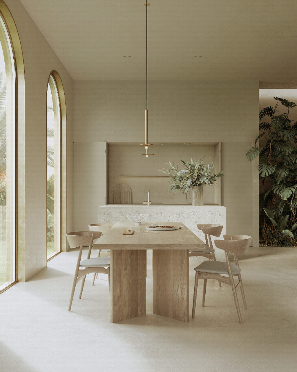 wooden dining table | Interior Design Ideas