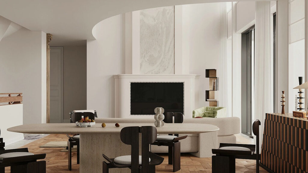 Reconfigured Home Design With Curves & Muted Colours