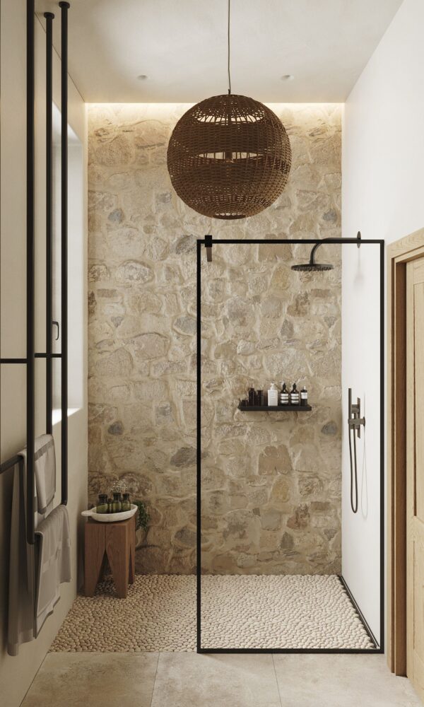 A Rustic Meets Boho Interior With Authentic Stone Feature Walls