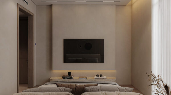 Modern Beige Interiors With Stylish TV Wall Ideas