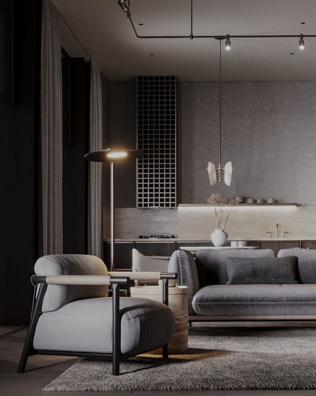 Dark Interiors With Stylish Sparks Of Interest