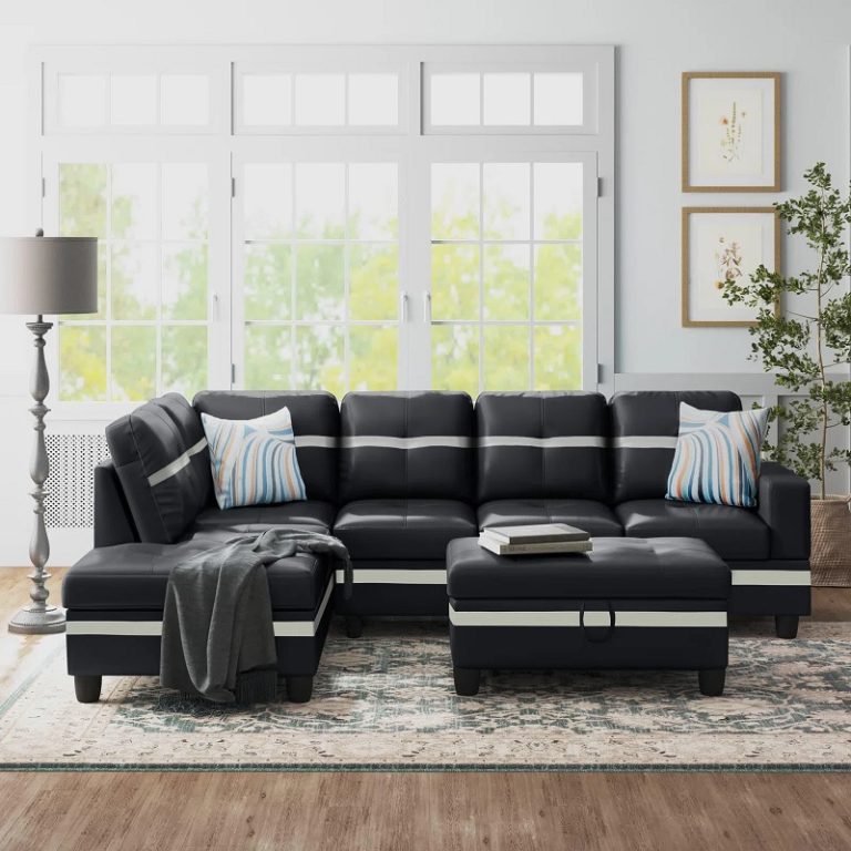 modern black and white couch with stripe high-contrast living room ...