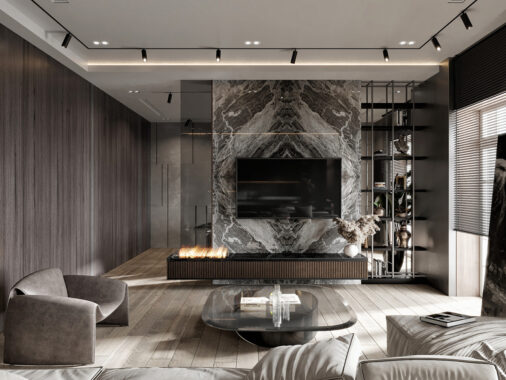 Gorgeous Modern Interiors With Gray Marble Accents