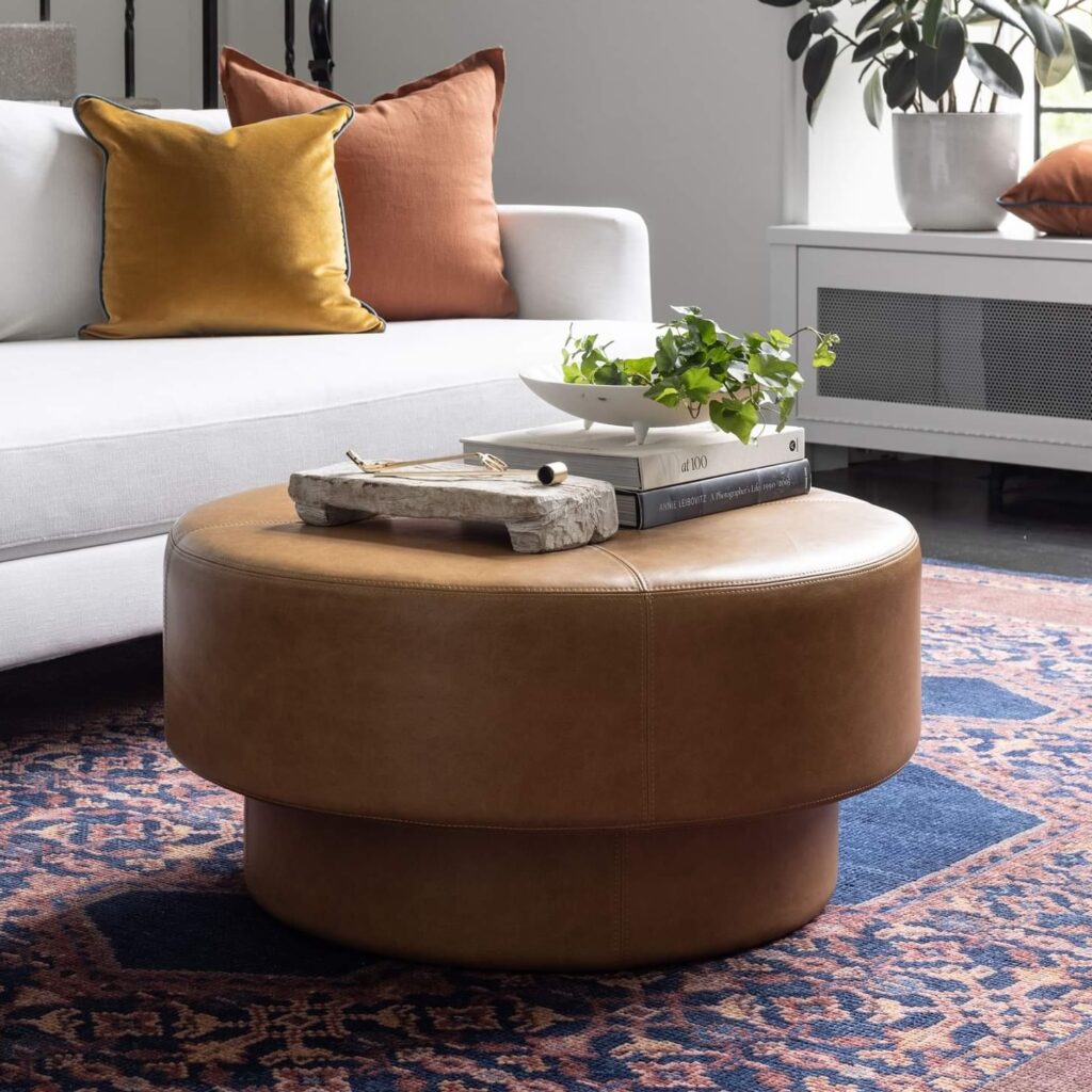 51 Leather & Faux Leather Ottomans with Designer Appeal