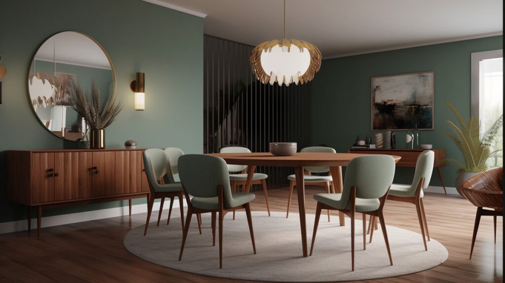 green mid century modern dining room | Interior Design Ideas