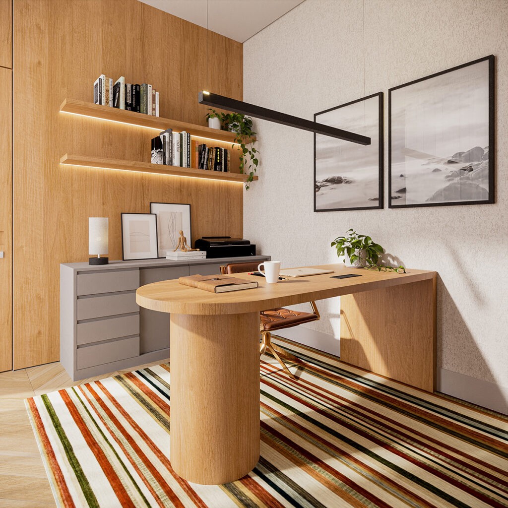 wood paneled home office | Interior Design Ideas