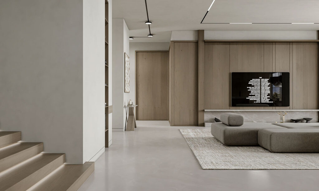 Showcasing Nature: A Modern Interior With a Staircase Terrarium