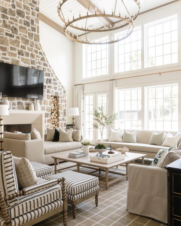 beige farmhouse living room | Interior Design Ideas