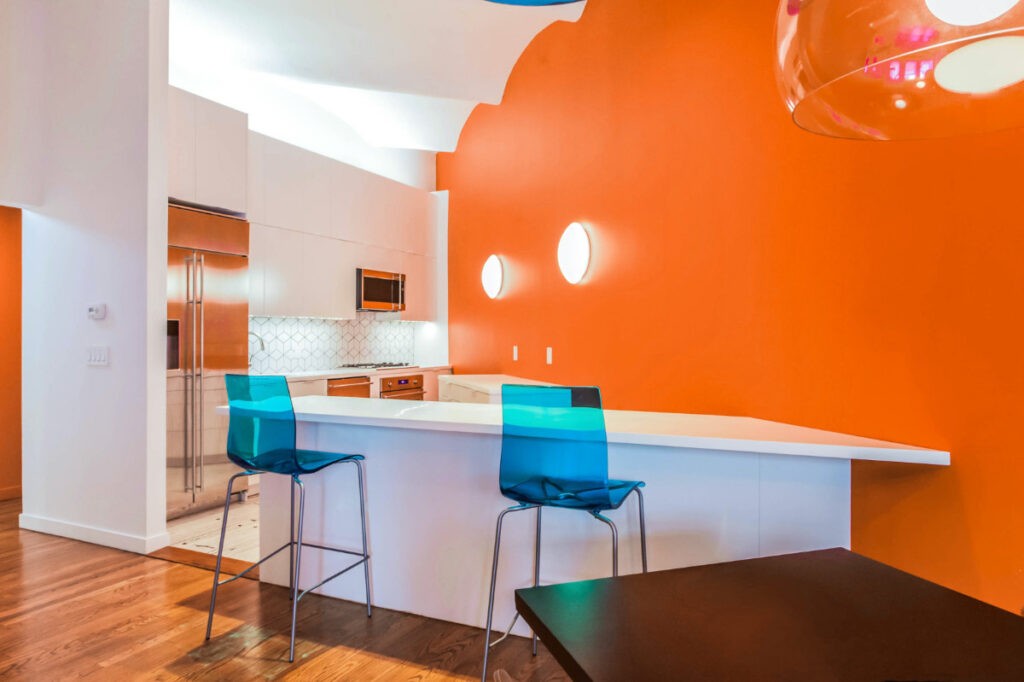 blue and orange kitchen | Interior Design IdeasInterior Design Ideas.