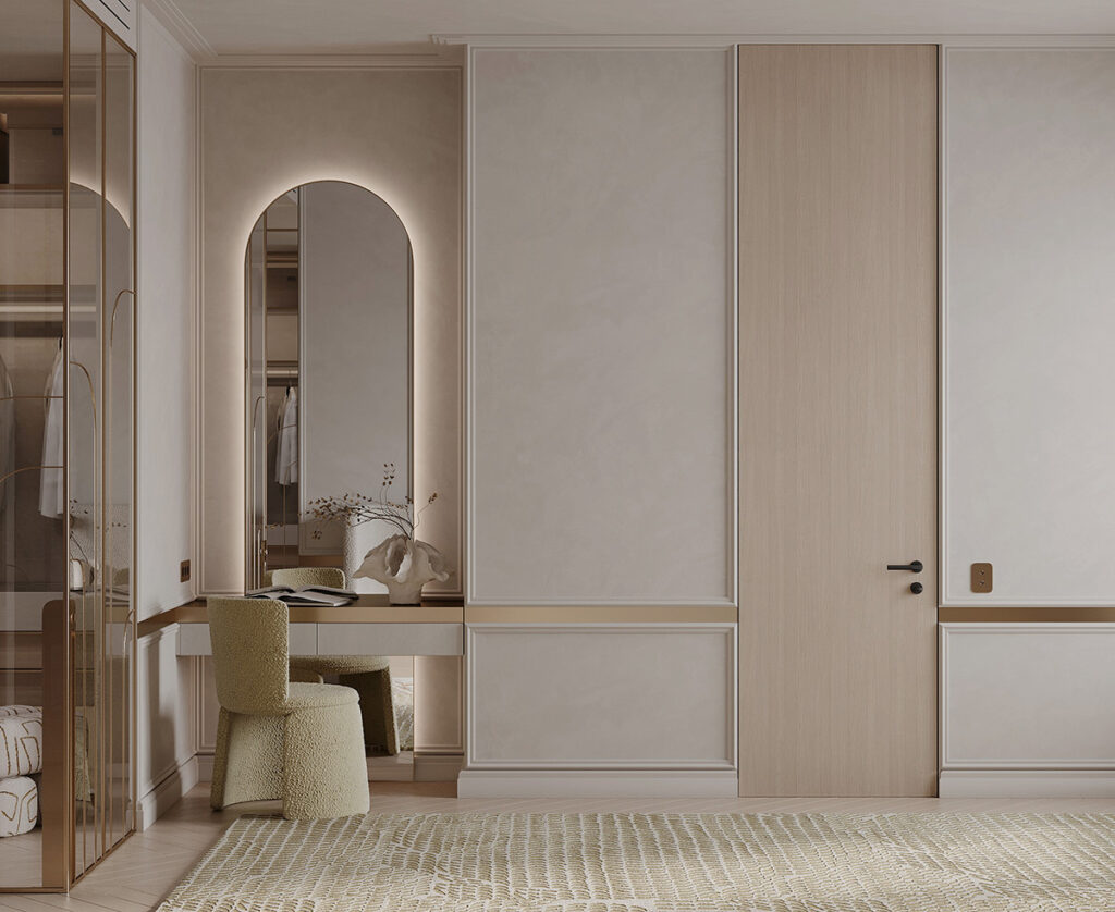 Curved Interior Theme, Textured With Bouclé Accents