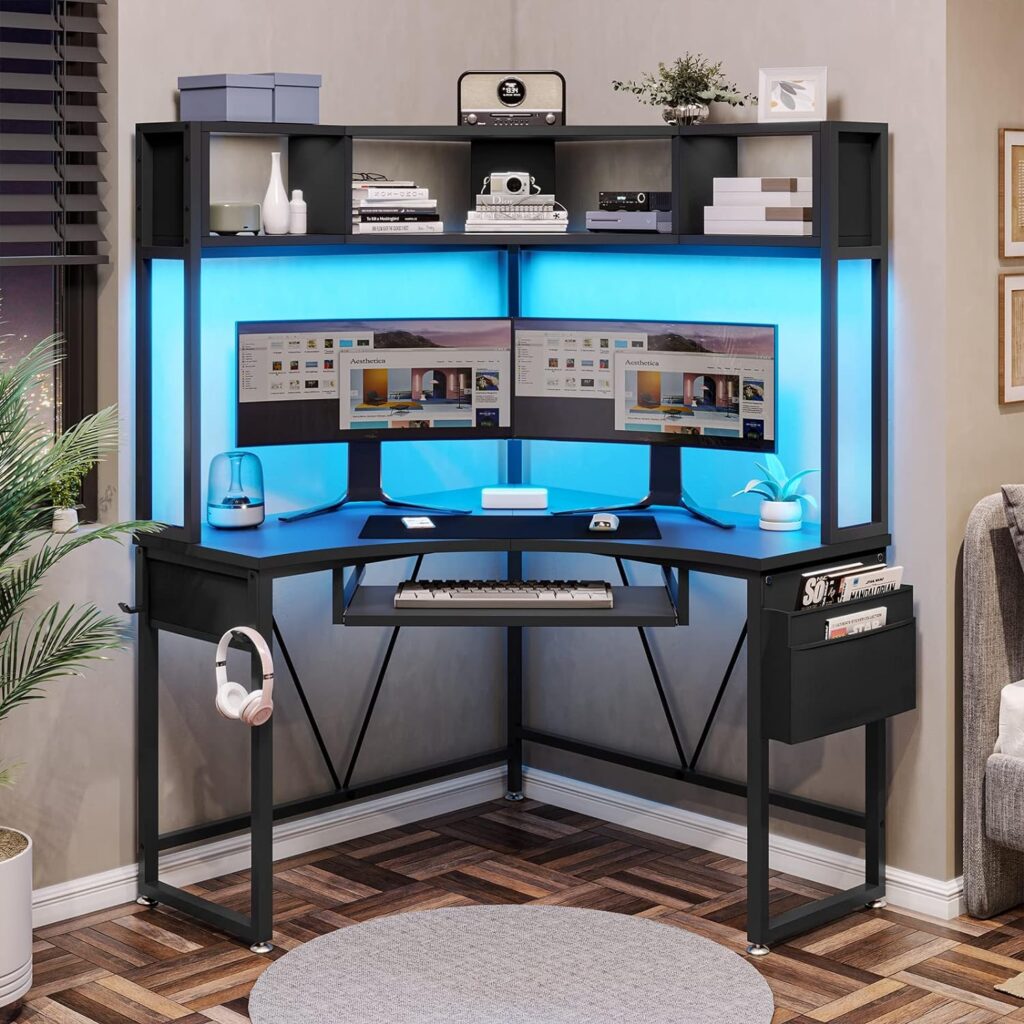 corner gaming desk for bedroom space saving streaming setup inspiration ...