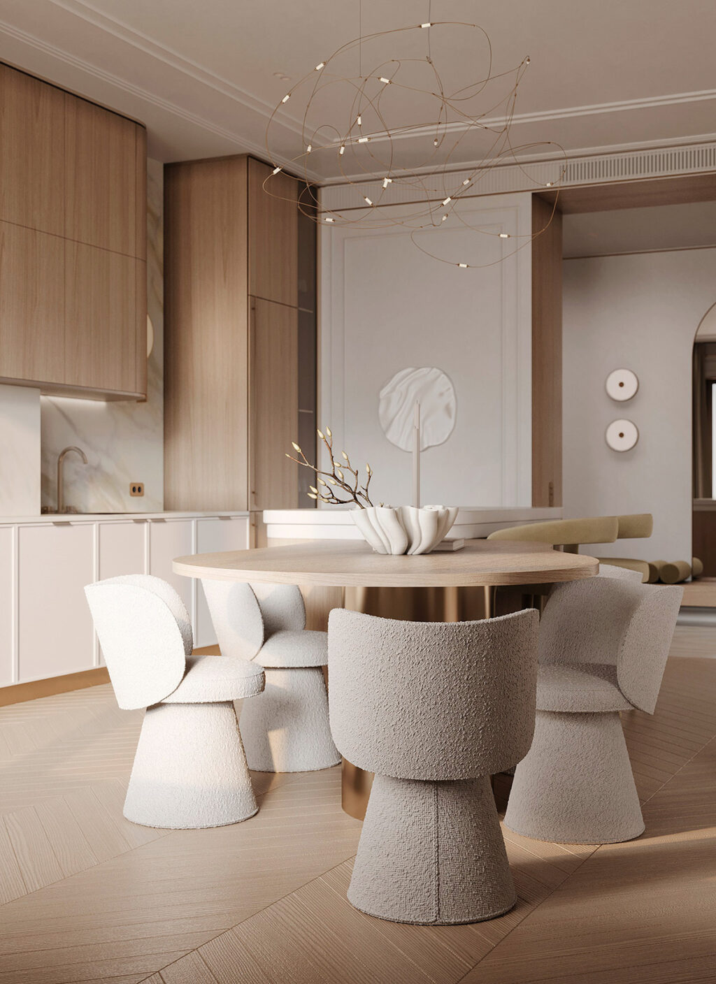 Curved Interior Theme, Textured With Bouclé Accents