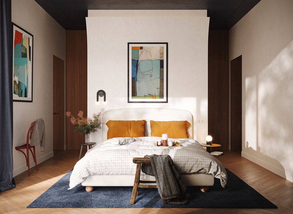 Eclectic Interior With Homely Red, Blue, and Yellow Decor