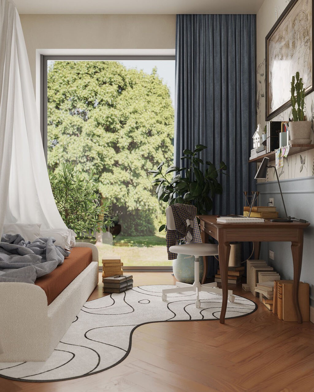 Eclectic Interior With Homely Red, Blue, and Yellow Decor