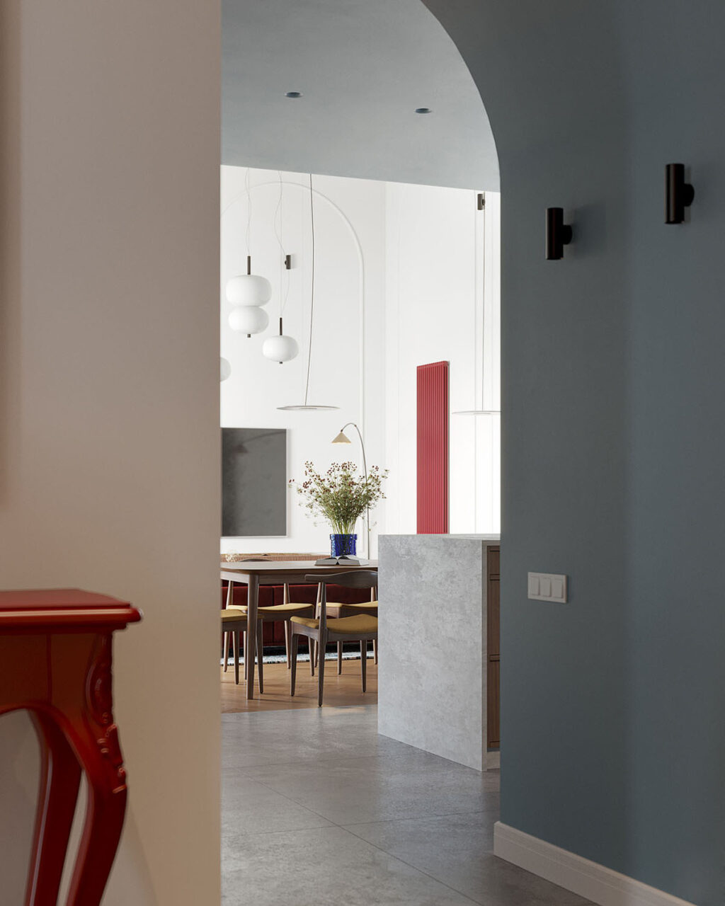 Eclectic Interior With Homely Red, Blue, and Yellow Decor