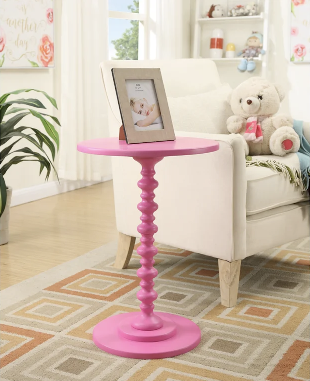 Pedestal Pink Accent Table | Interior Design Ideas