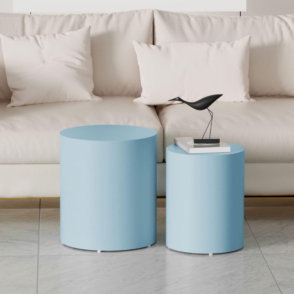 Sky Blue Round Accent Tables | Interior Design Ideas