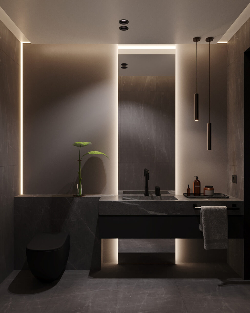 Statement Lighting: The Daring Play of Light in a Monochromatic Home