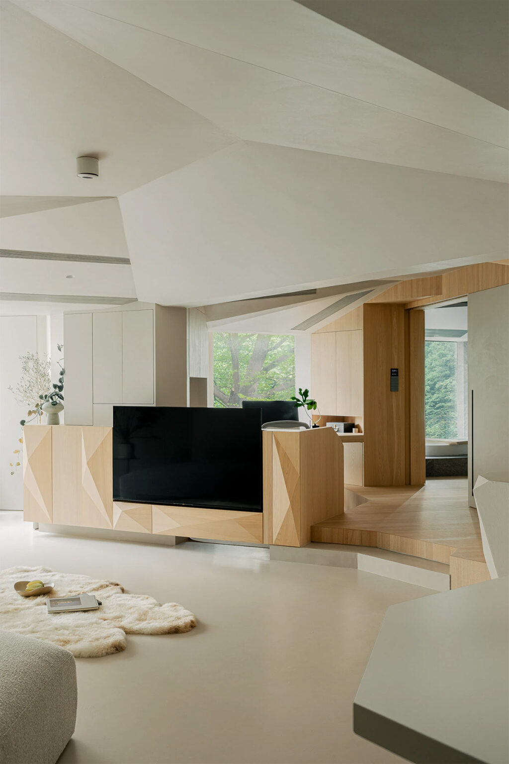 Sleek Angles, Soothing Textures: A Geometric Approach to Urban Home Design