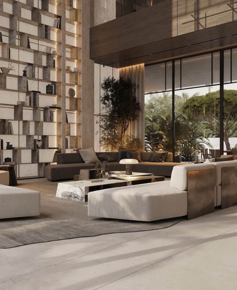 The Luxury Of Stone, High Ceilings And Sculptural Lighting