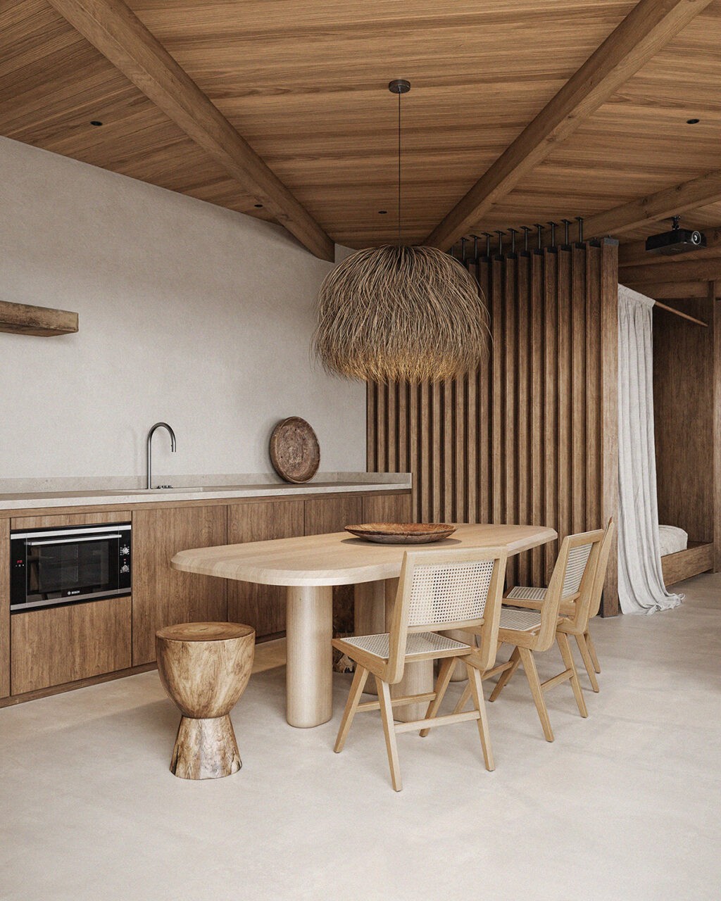 A Small Modern Rustic Studio with Wabi-Sabi Charm