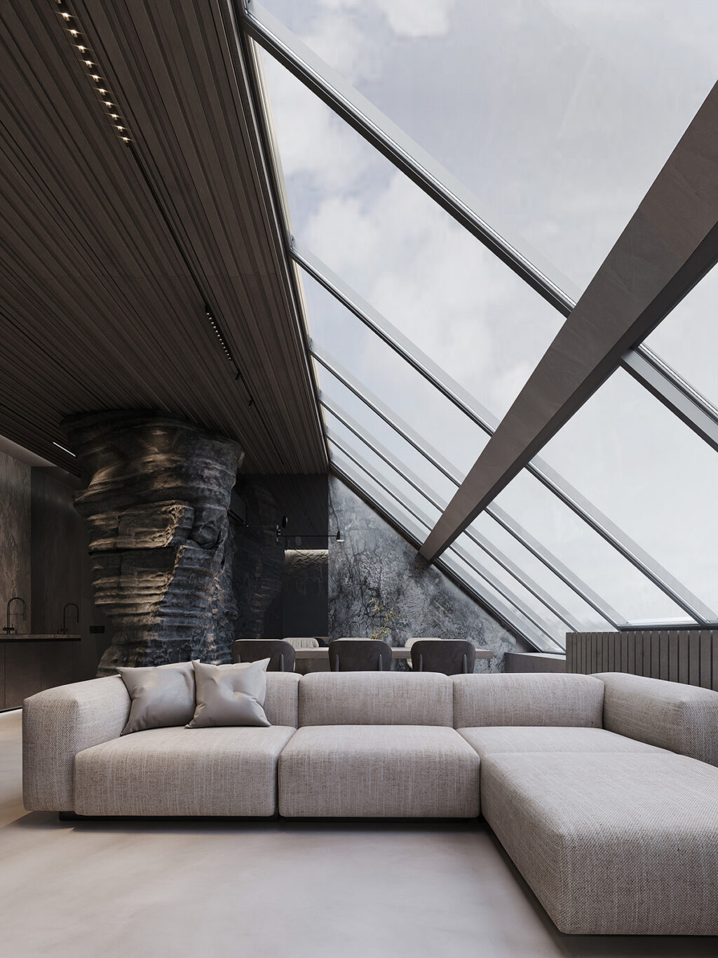 Rock Solid Luxury in a Penthouse with Sculptural Stone Interiors