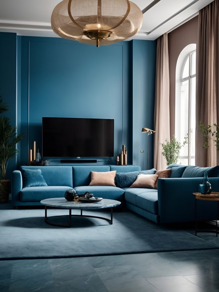 prussian blue living room | Interior Design Ideas