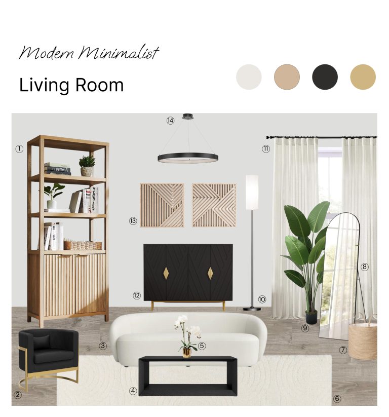 Modern Minimalist Living Room: Board with Shopping List