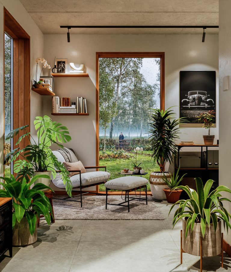 Greenery in reading nook | Interior Design IdeasInterior Design Ideas.